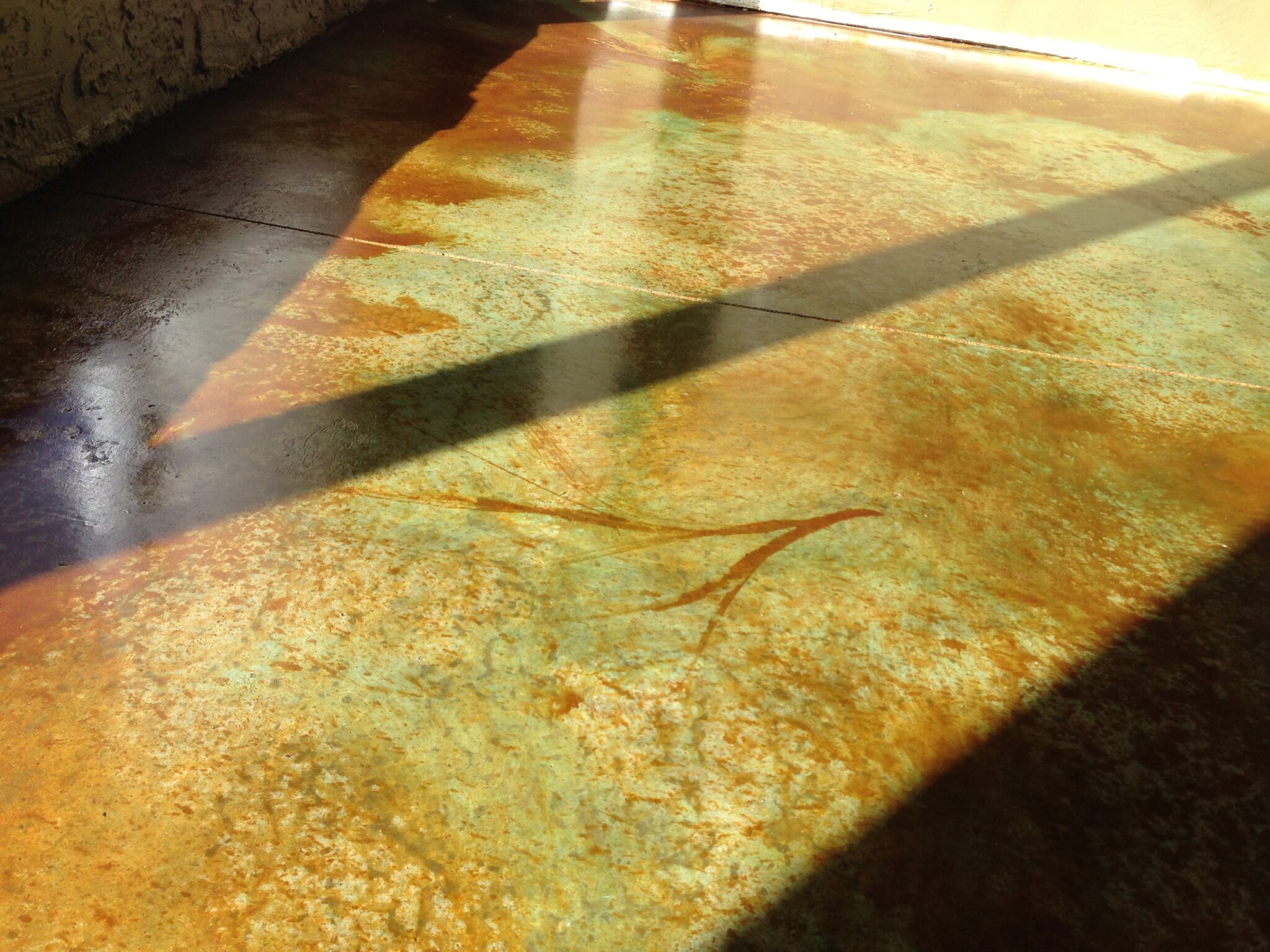 Blue Acid Stained Concrete Floors - Before and After DIY Direct Colors