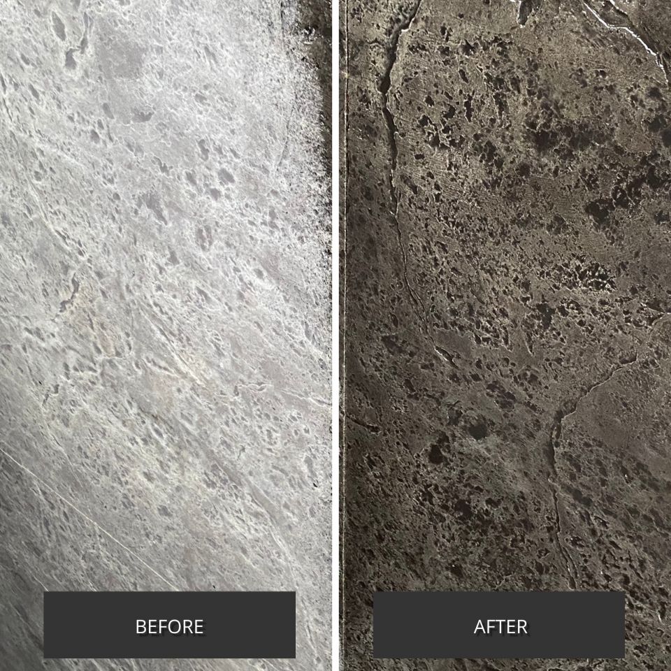 Concrete Block Stain Before After Staining Concrete Patio Blocks A